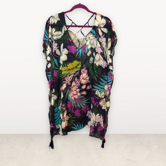 Kona Sol | Swim | Kona Sol Lattice Back Swim Suit Navy Blue Floral ...